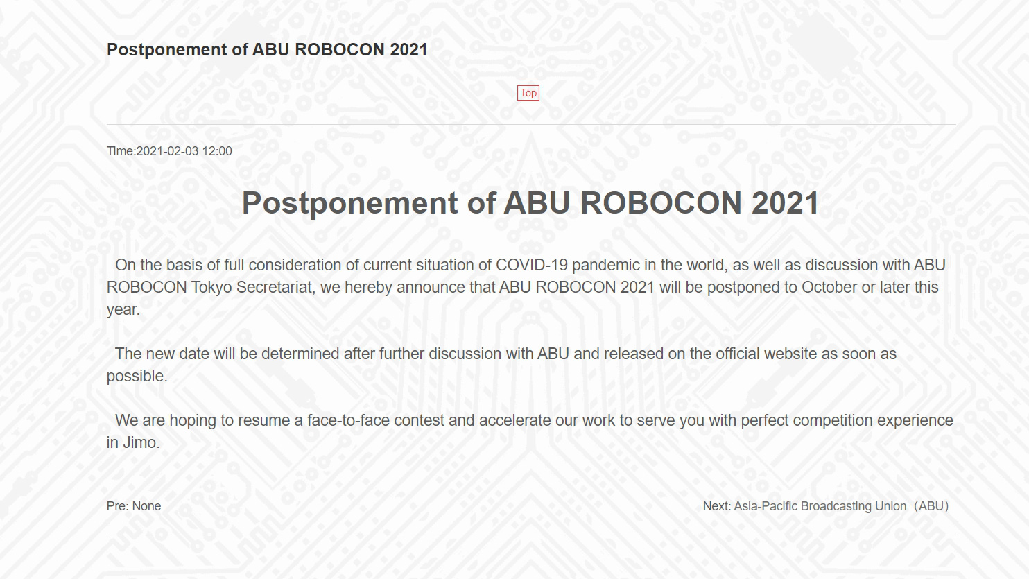 Tạm dừng tổ chức cuộc thi Robocon Việt Nam 2021