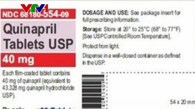 Mỹ thu hồi thuốc huyết áp Quinapril nghi nhiễm tạp chất