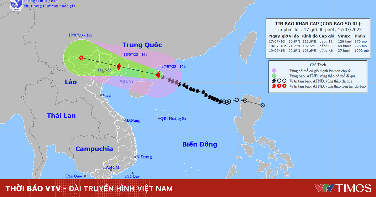 Bão số 1 gió giật cấp 15, cách Móng Cái (Quảng Ninh) khoảng 400km