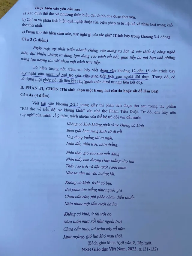 Toàn bộ đề thi vào lớp 10 môn ngữ văn trường THPH chuyên Khoa Học Tự ...