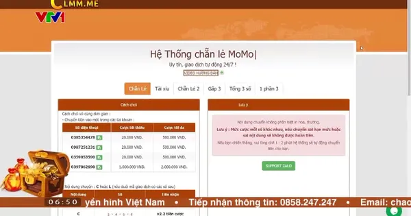 Đánh bạc trực tuyến qua ví điện tử Momo